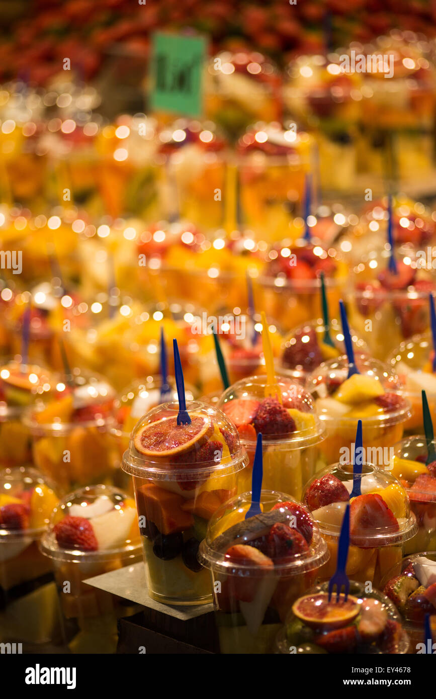 fruit pots,mixed, market, taste, colorful, fork Stock Photo - Alamy