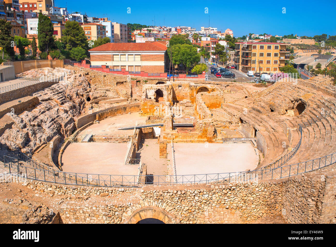 a view of the Roman Amphitheater in Tarragona, Spain Stock Photo - Alamy