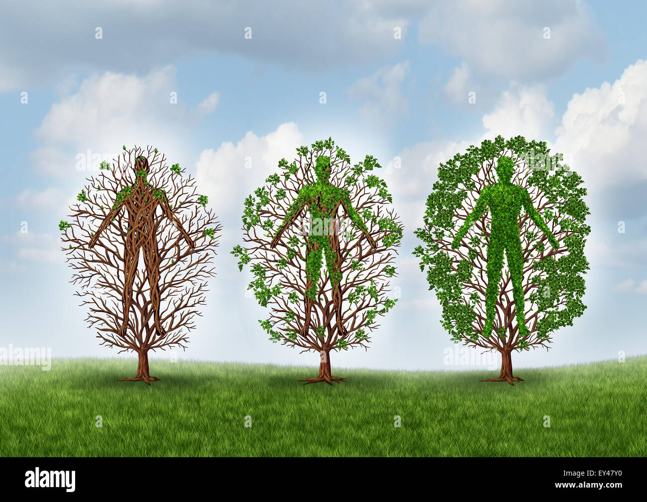 Cure and recovery concept and healing through rehabilitation therapy ...