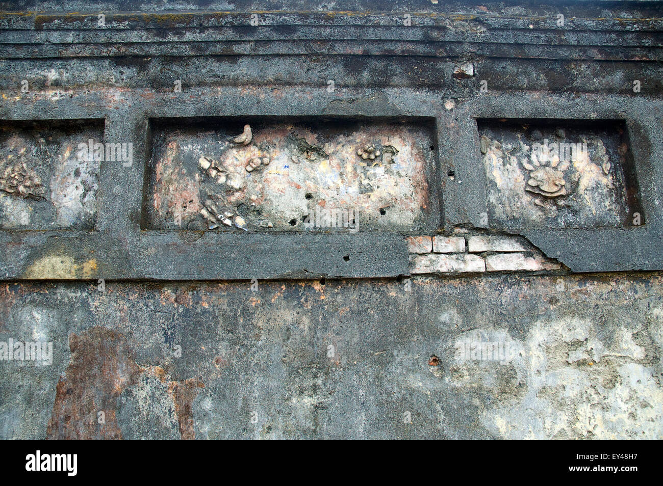 Bullet holes in a wall at Hue Citadel, Vietnam Stock Photo - Alamy