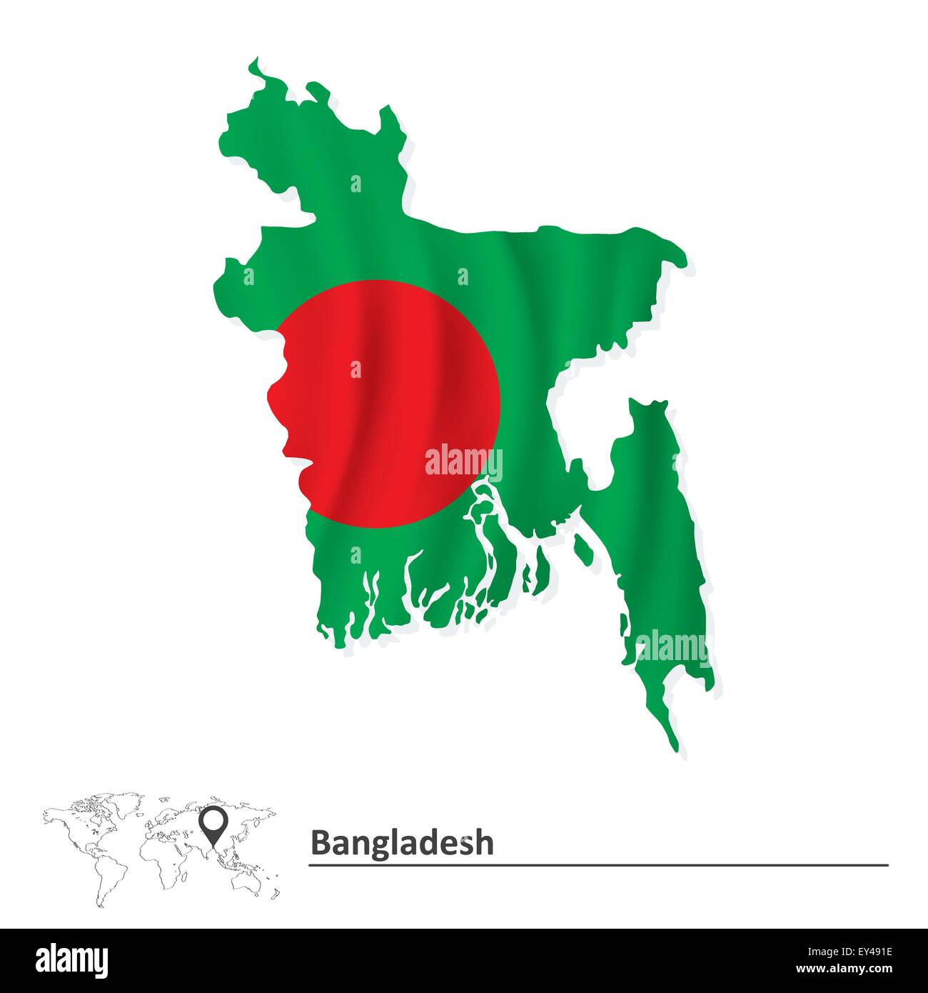 Map of Bangladesh with flag - vector illustration Stock Vector Image ...