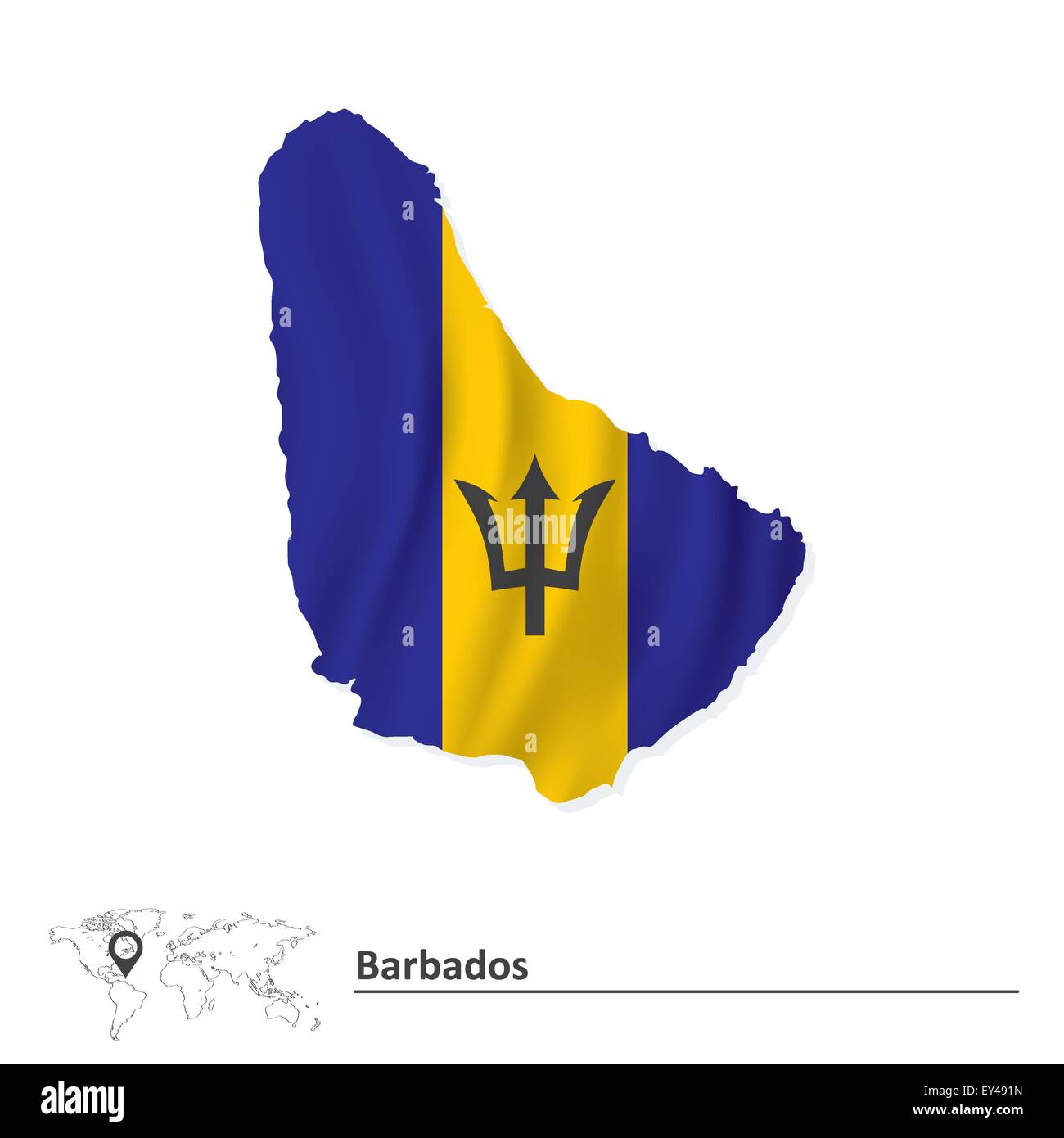 Map of Barbados with flag - vector illustration Stock Vector Image ...