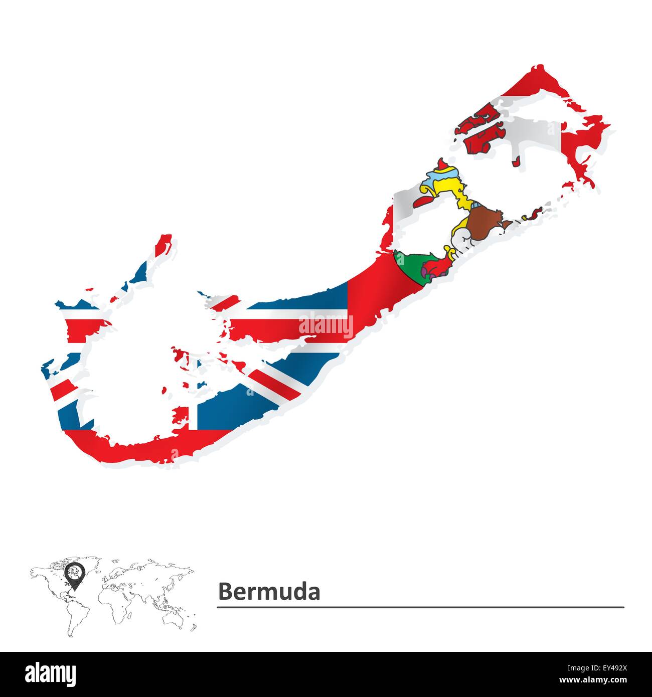 Map of Bermuda with flag - vector illustration Stock Vector Image & Art ...