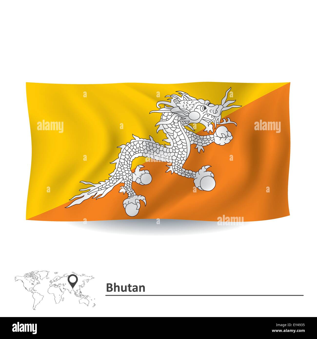 Flag of Bhutan - vector illustration Stock Vector Image & Art - Alamy