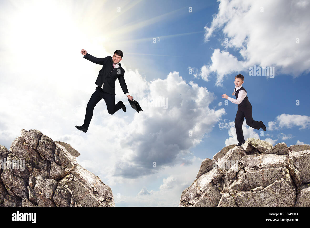 Jump over the rock hi-res stock photography and images - Alamy