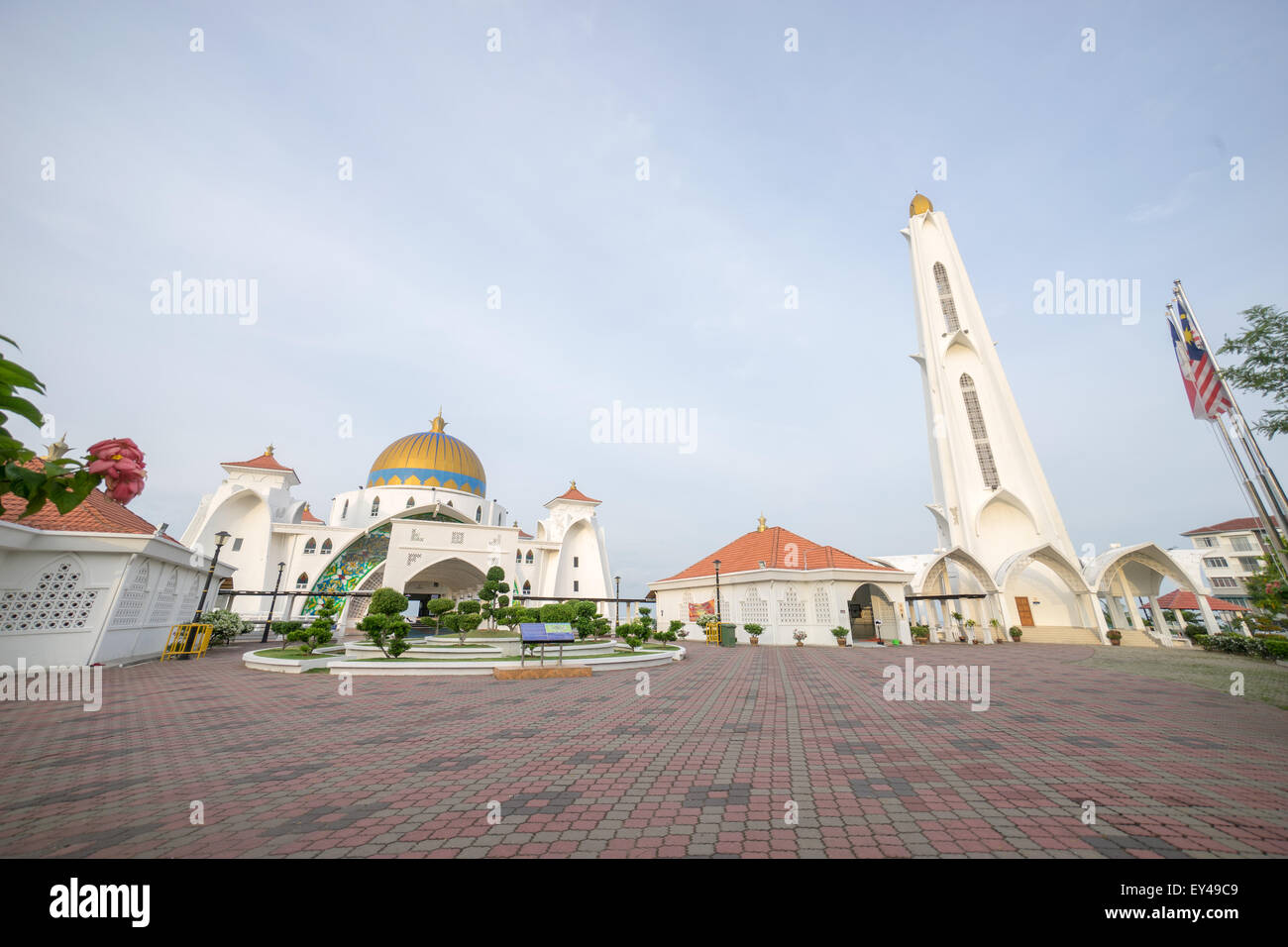 Masjid Selat Melaka or Malacca Straits Mosque during a beautiful ...