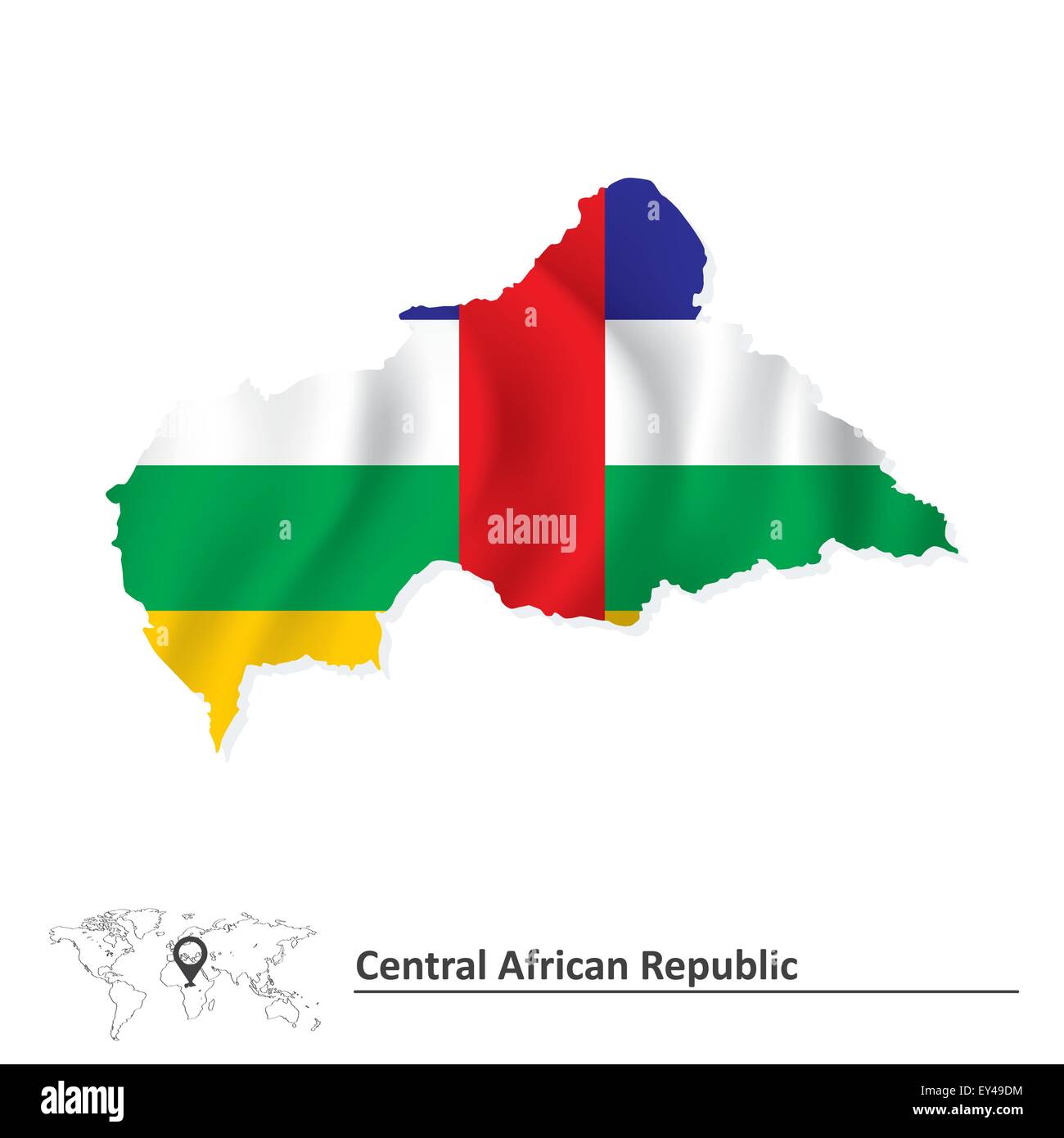 Map of Central African Republic with flag - vector illustration Stock ...