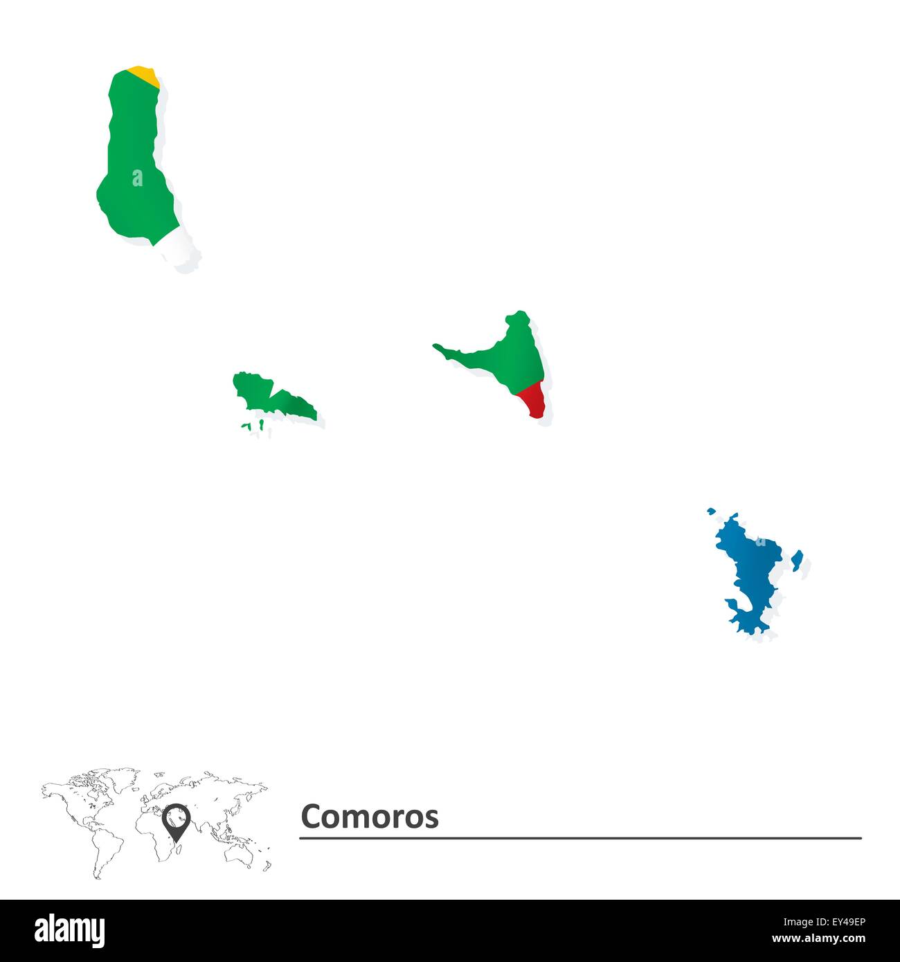 Map of Comoros with flag - vector illustration Stock Vector Image & Art ...