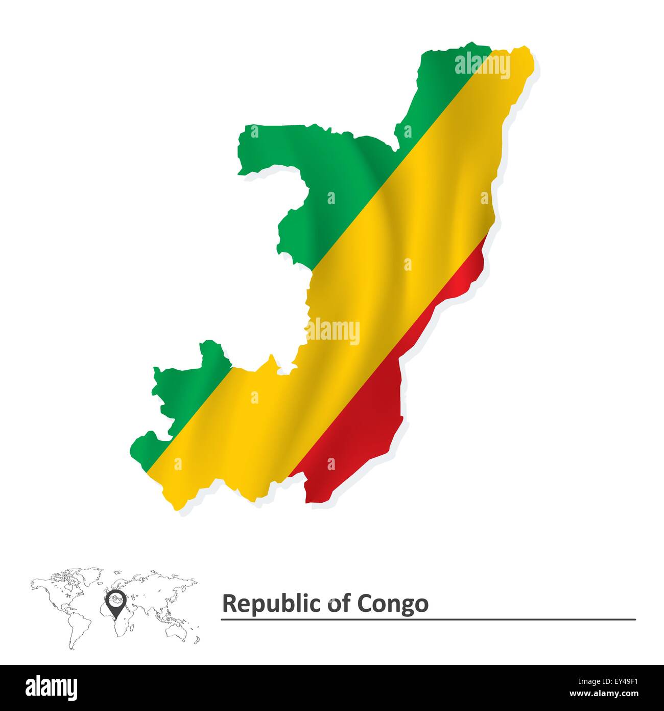 Map of Republic of Congo with flag - vector illustration Stock Vector ...