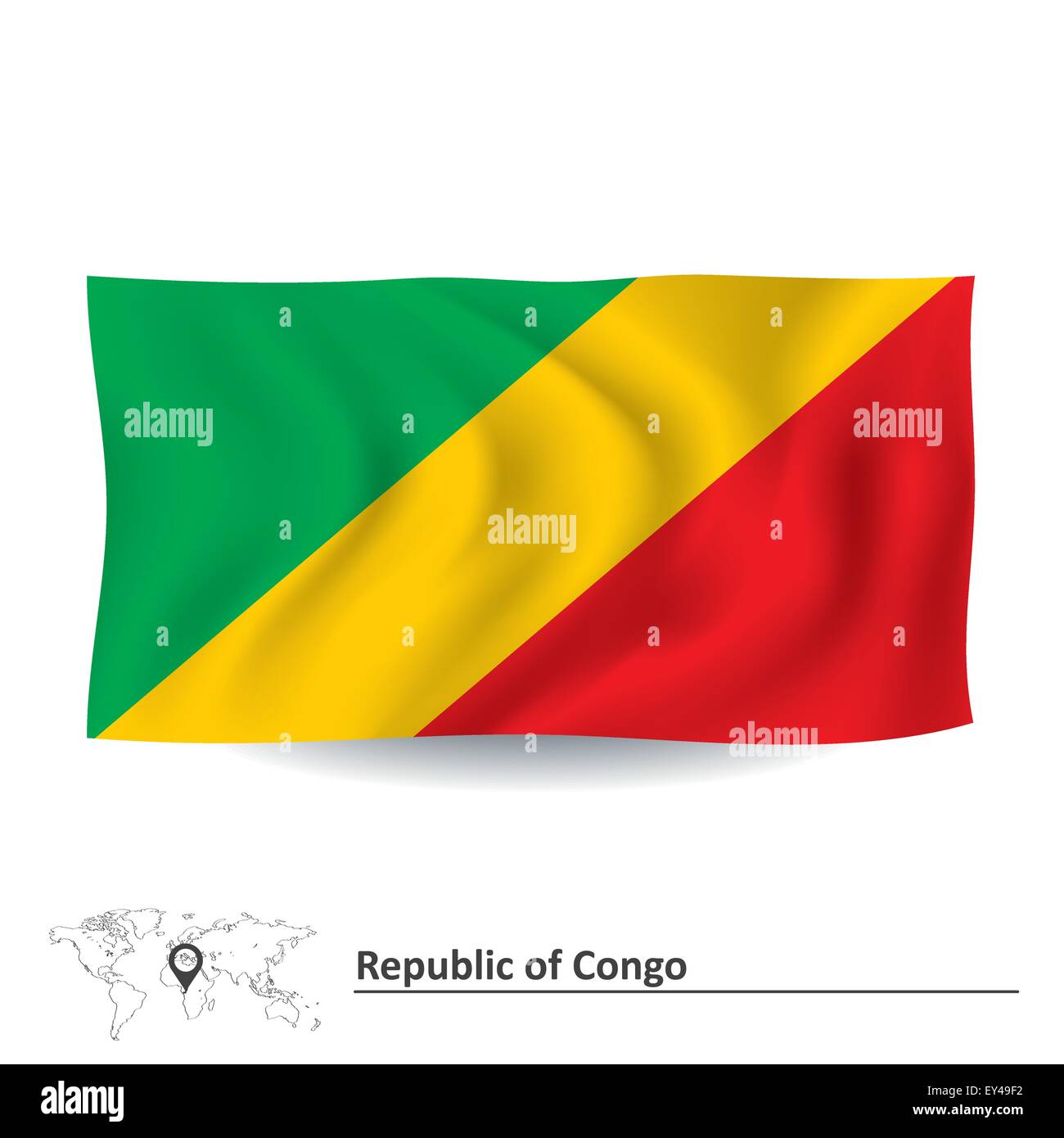 Map of republic of congo with flag vector illustration hi-res stock ...