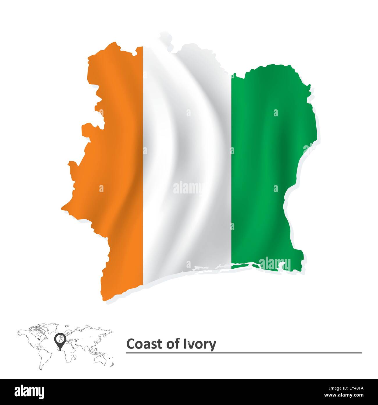 Map of Coast of Ivory with flag - vector illustration Stock Vector ...