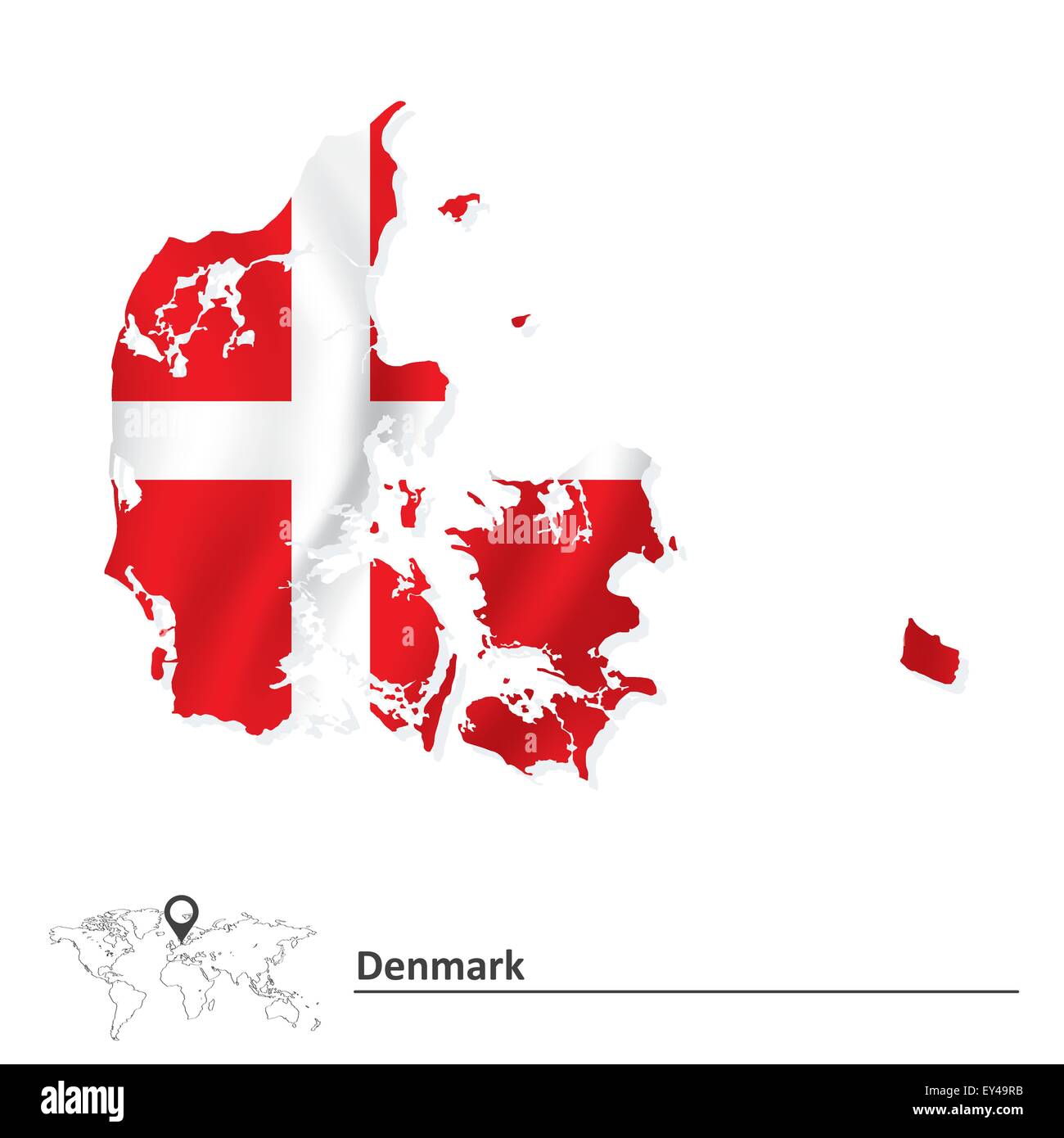 Map of Denmark with flag - vector illustration Stock Vector Image & Art ...