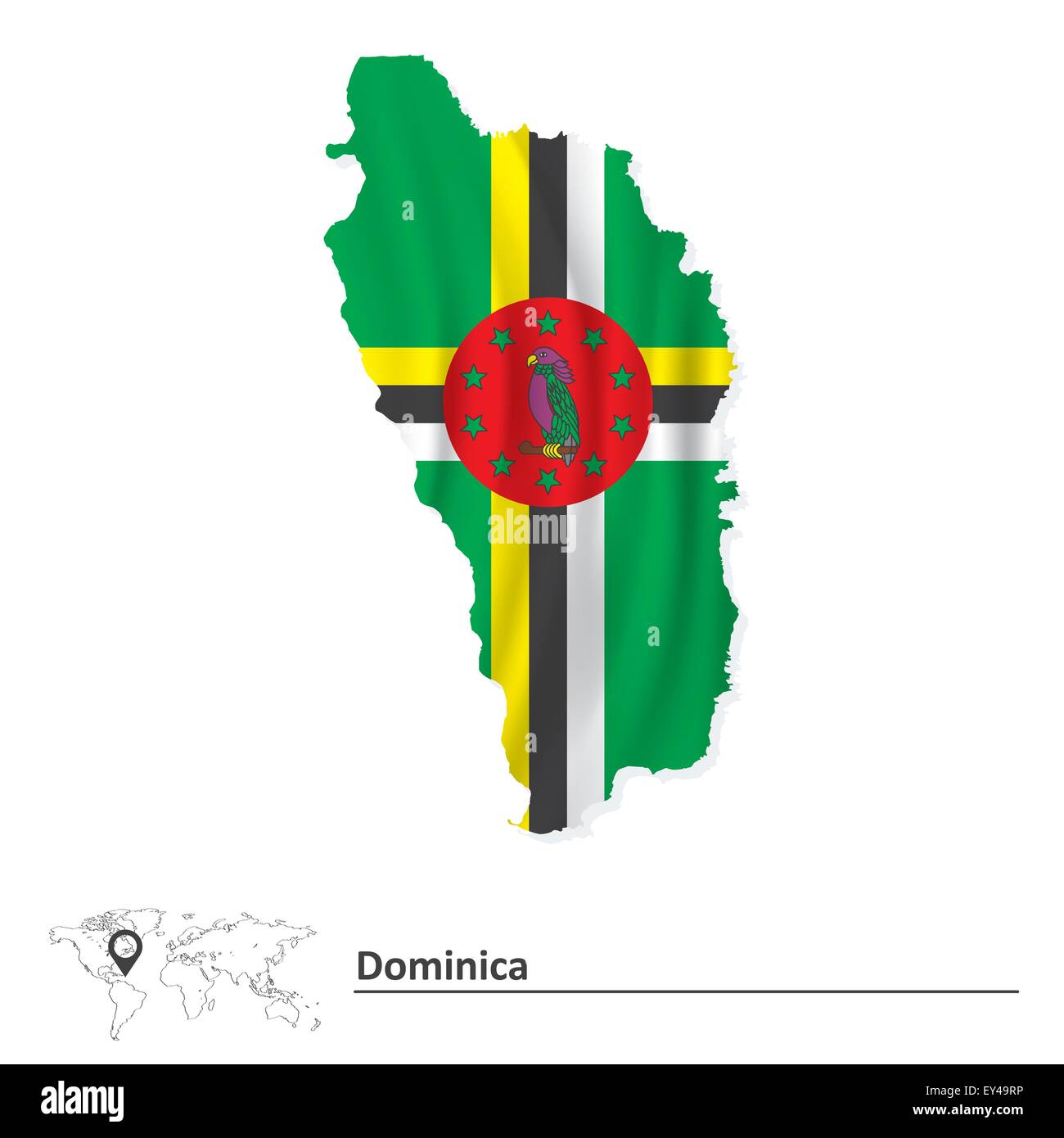 Map of Dominica with flag - vector illustration Stock Vector Image & Art - Alamy