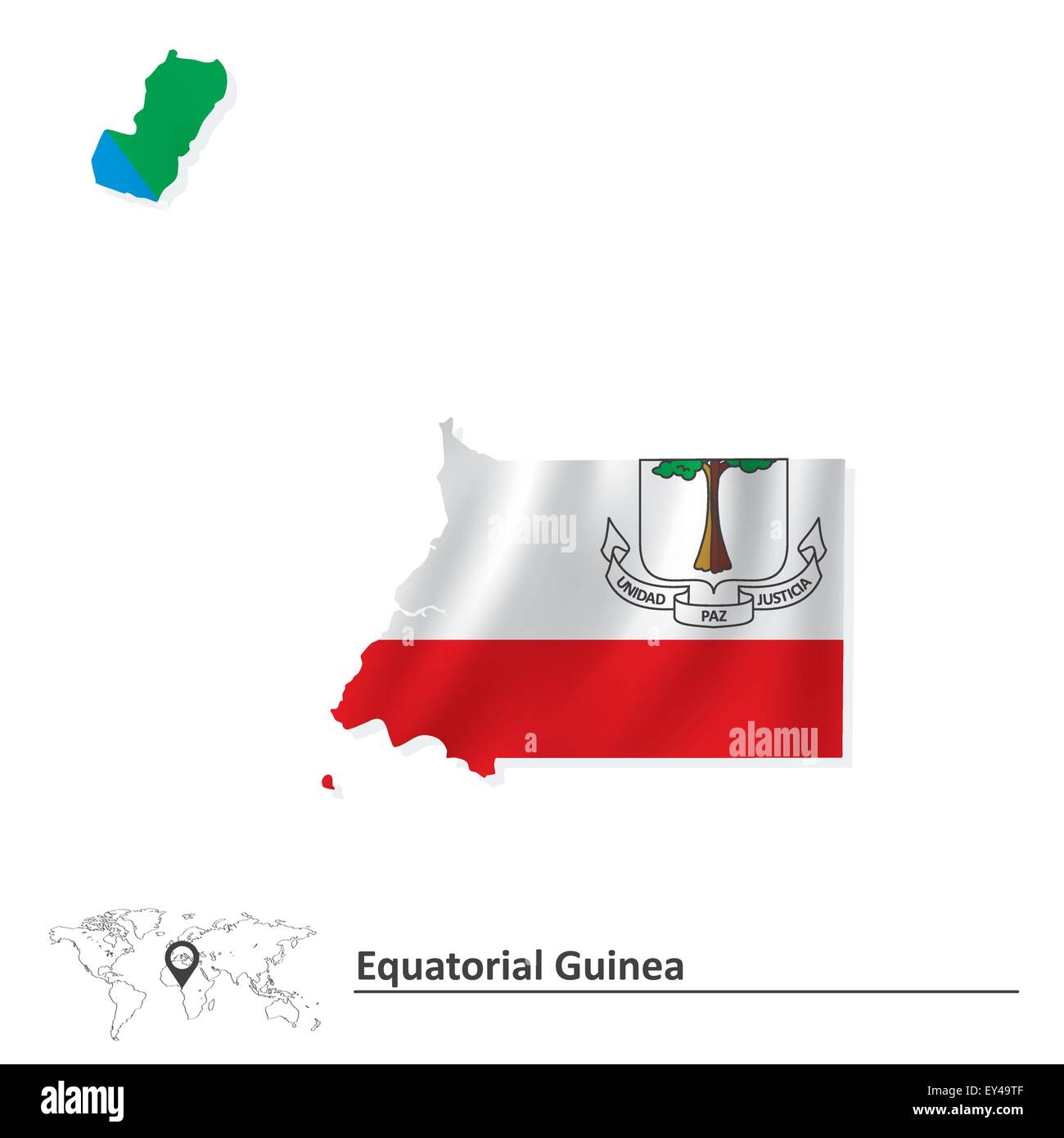 Map of Equatorial Guinea with flag - vector illustration Stock Vector ...