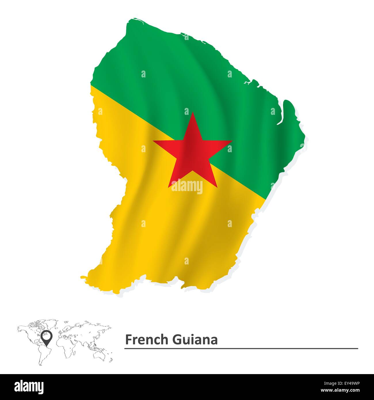 Map of French Guiana with flag - vector illustration Stock Vector Image ...