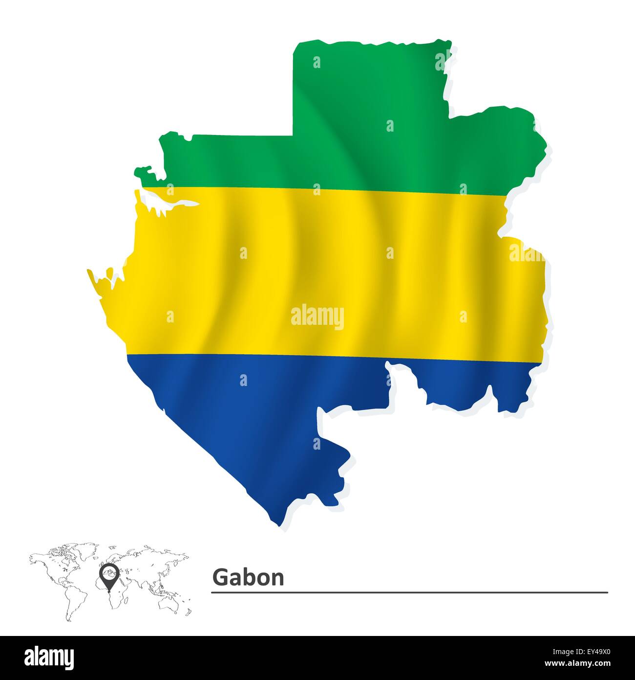 Map of Gabon with flag - vector illustration Stock Vector Image & Art ...