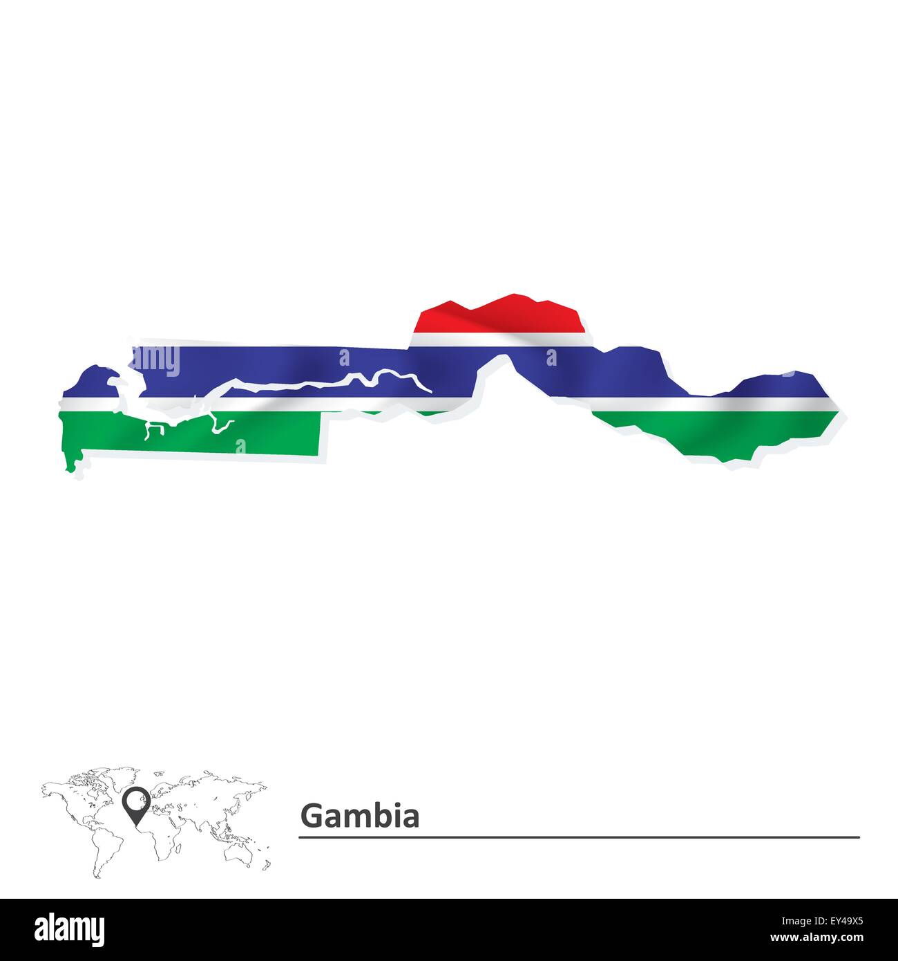 Map of Gambia with flag - vector illustration Stock Vector Image & Art ...