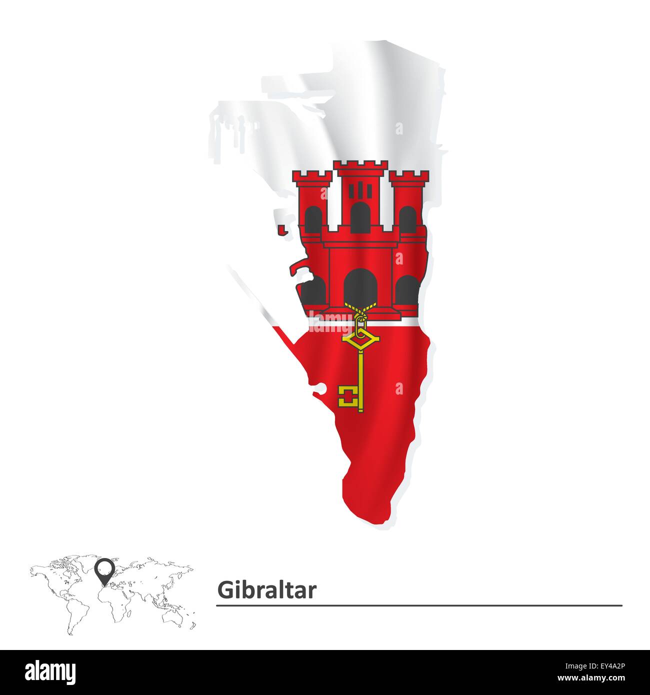 Map of Gibraltar with flag - vector illustration Stock Vector Image ...