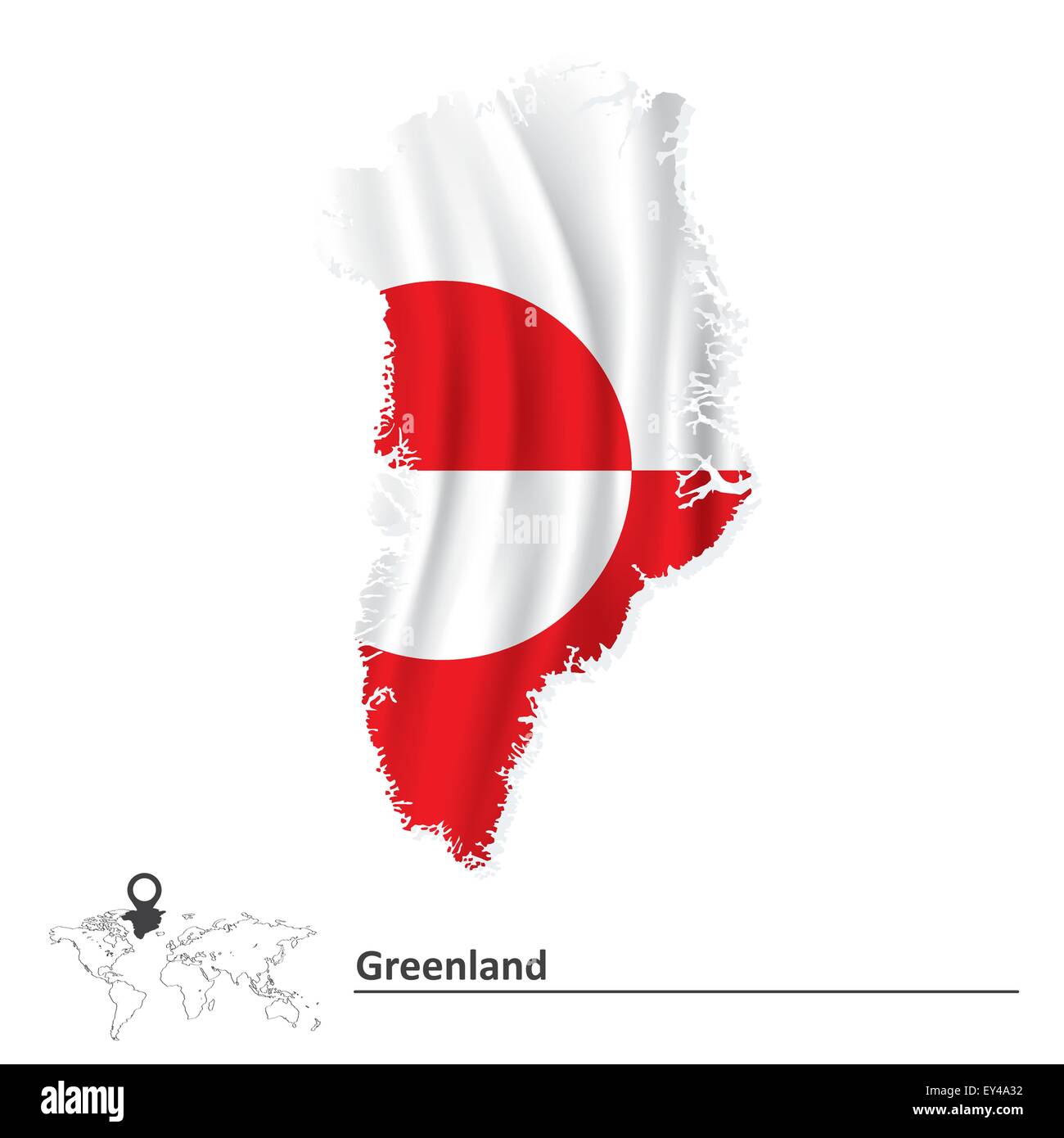 Map of Greenland with flag - vector illustration Stock Vector Image ...