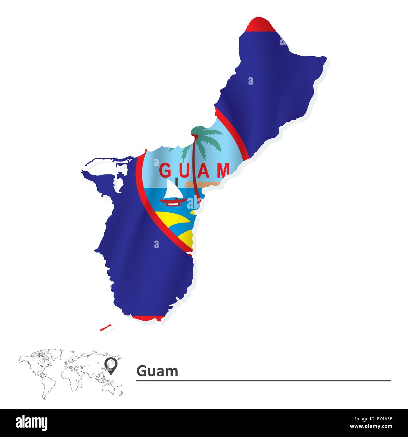 Map of Guam with flag - vector illustration Stock Vector Image & Art ...