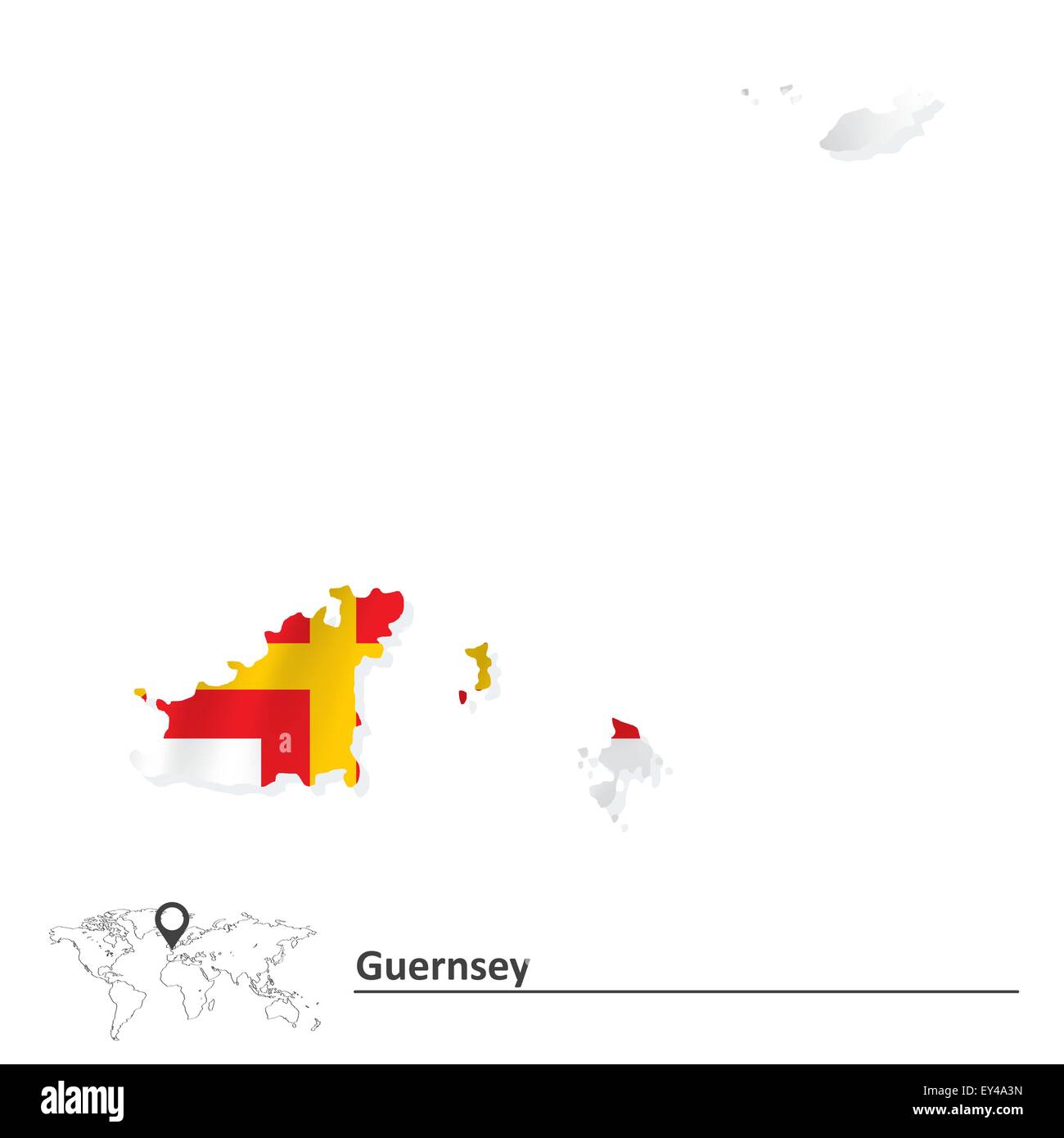 Map of Guernsey with flag - vector illustration Stock Vector Image ...