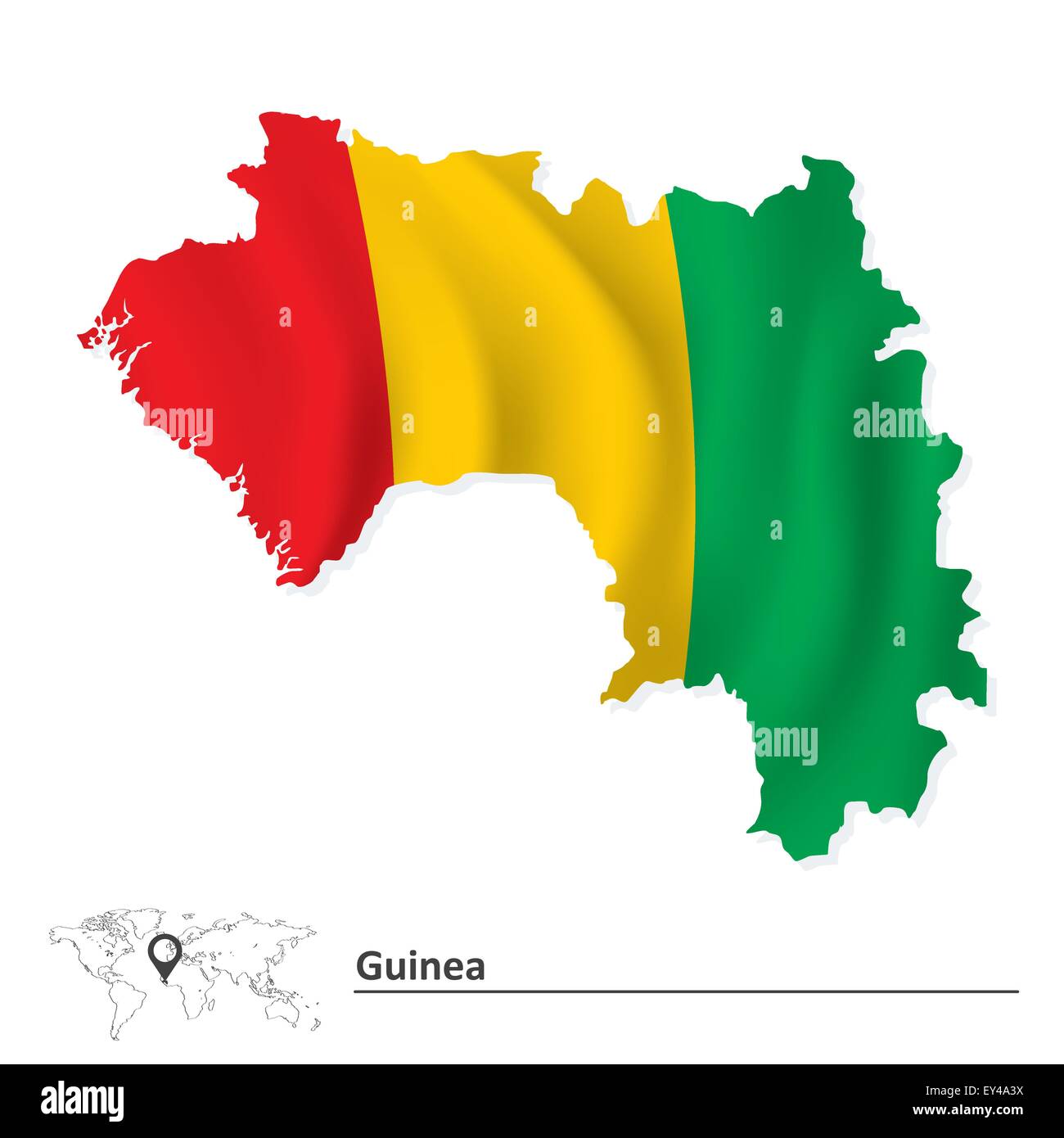 Map of Guinea with flag - vector illustration Stock Vector Image & Art ...