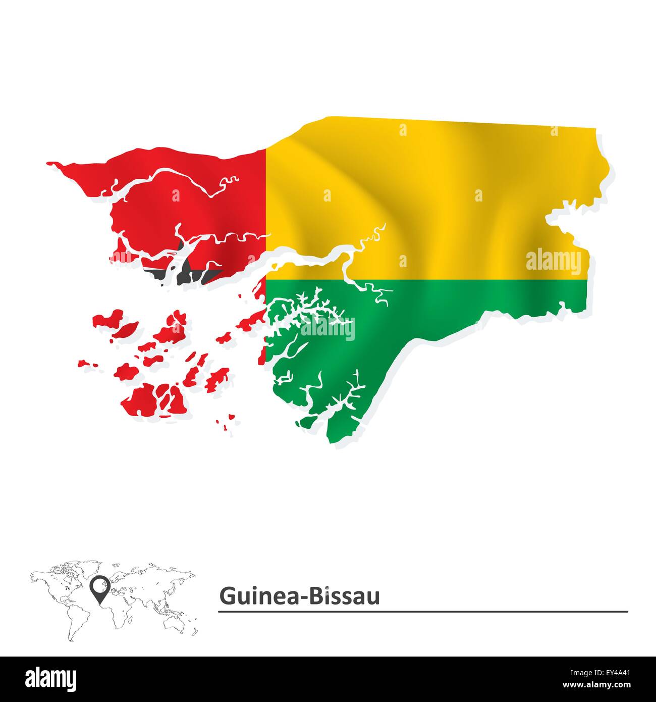 Map of Guinea-Bissau with flag - vector illustration Stock Vector Image ...