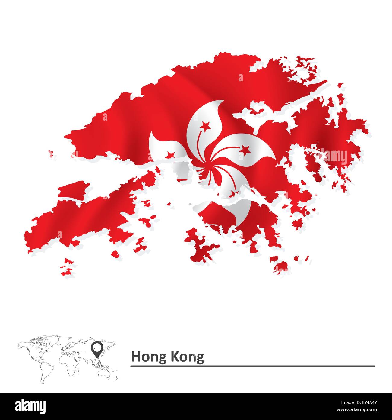 Map of Hong Kong with flag - vector illustration Stock Vector Image ...