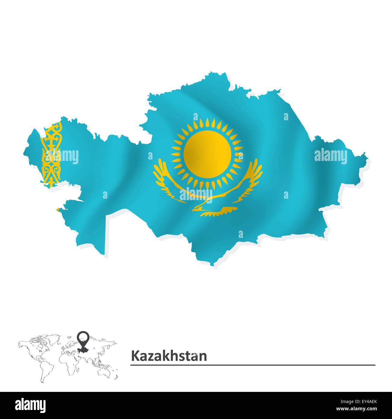 Map of Kazakhstan with flag - vector illustration Stock Vector Image ...