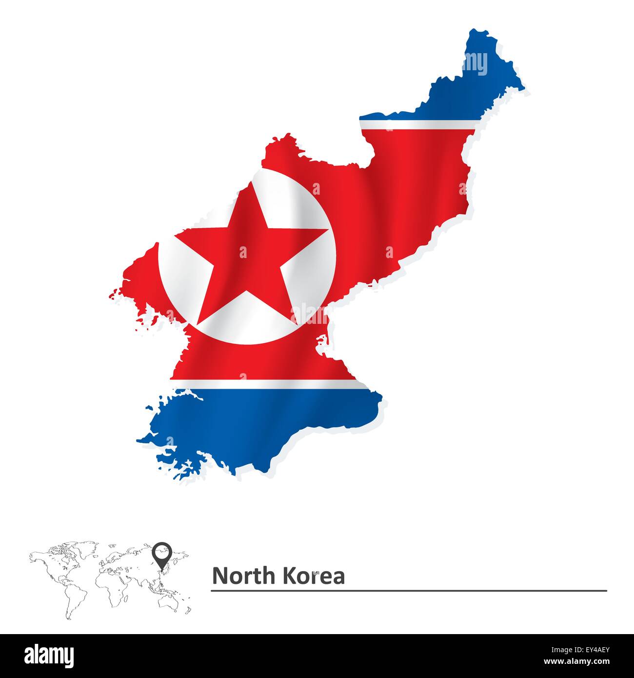 Map of North Korea with flag - vector illustration Stock Vector Image ...