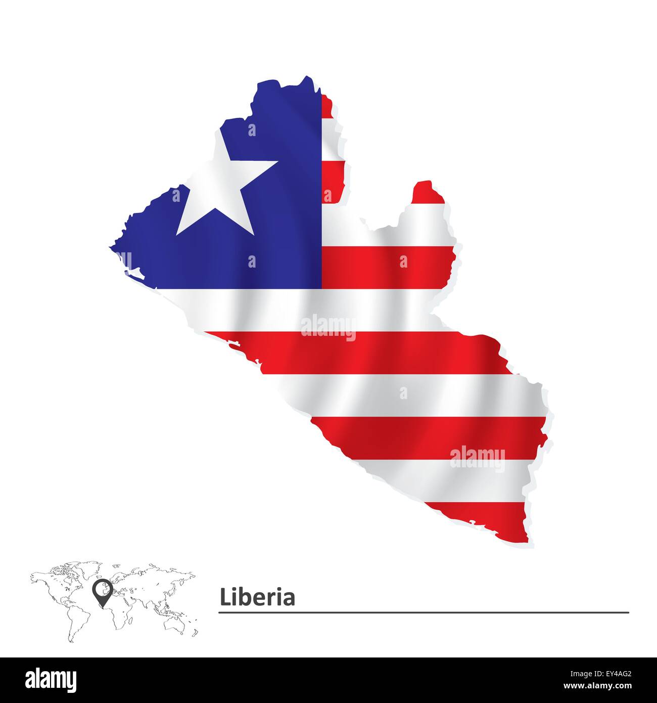 Map of Liberia with flag - vector illustration Stock Vector Image & Art ...