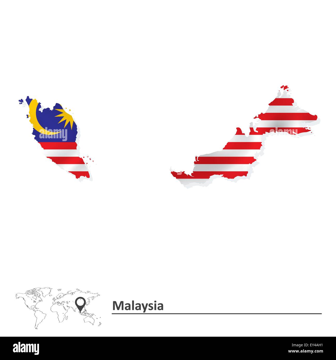 Map of Malaysia with flag - vector illustration Stock Vector Image ...
