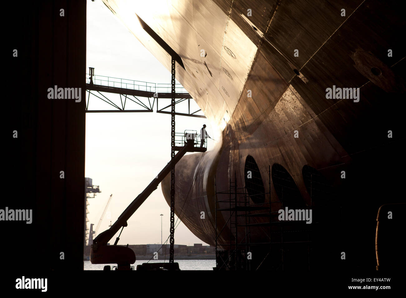 ship at the dry dock, working in progress Stock Photo - Alamy