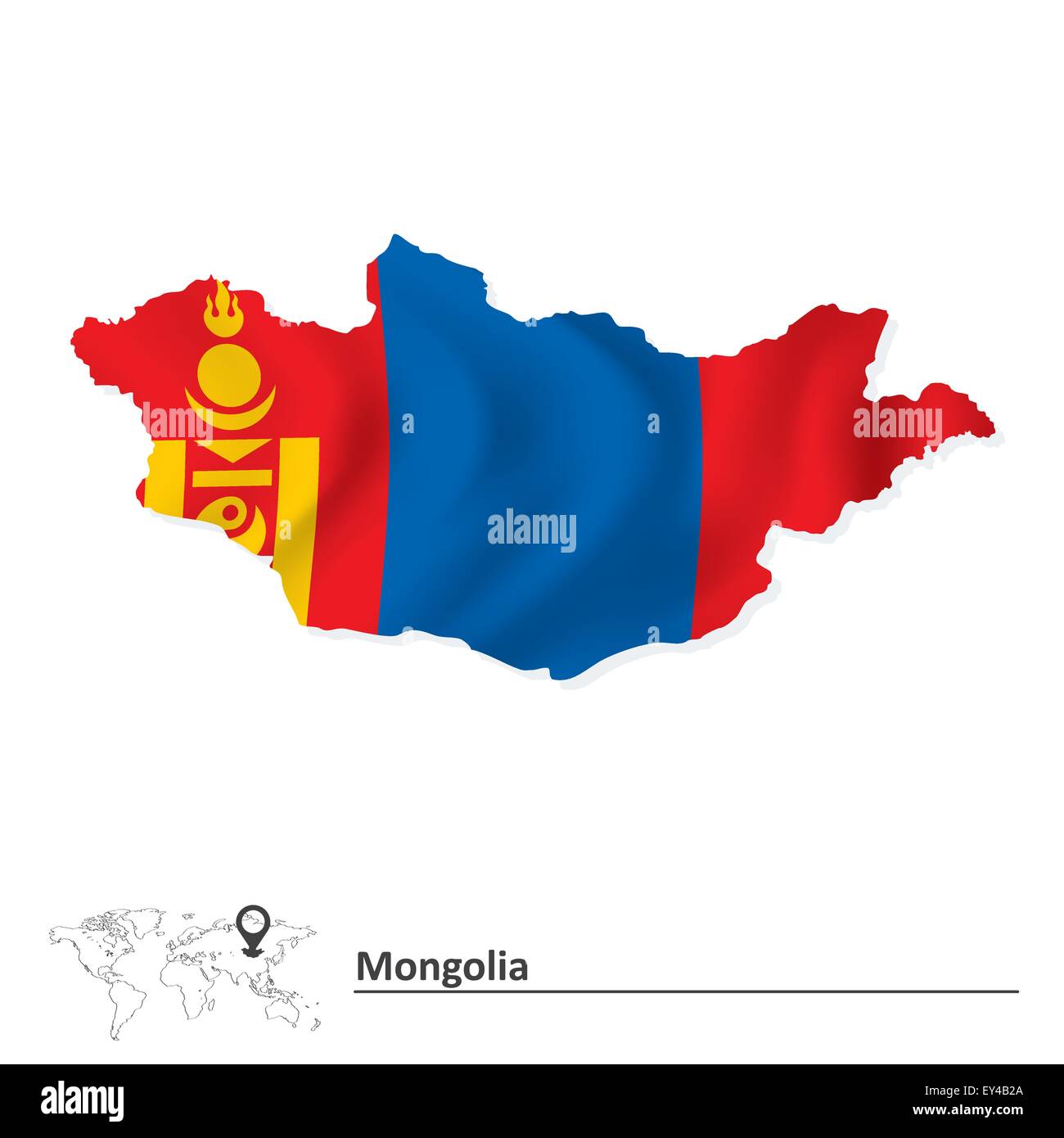 Map of Mongolia with flag - vector illustration Stock Vector Image ...