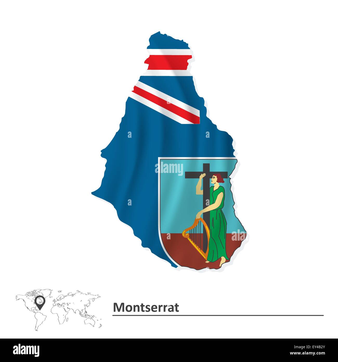 Map of Montserrat with flag - vector illustration Stock Vector Image ...