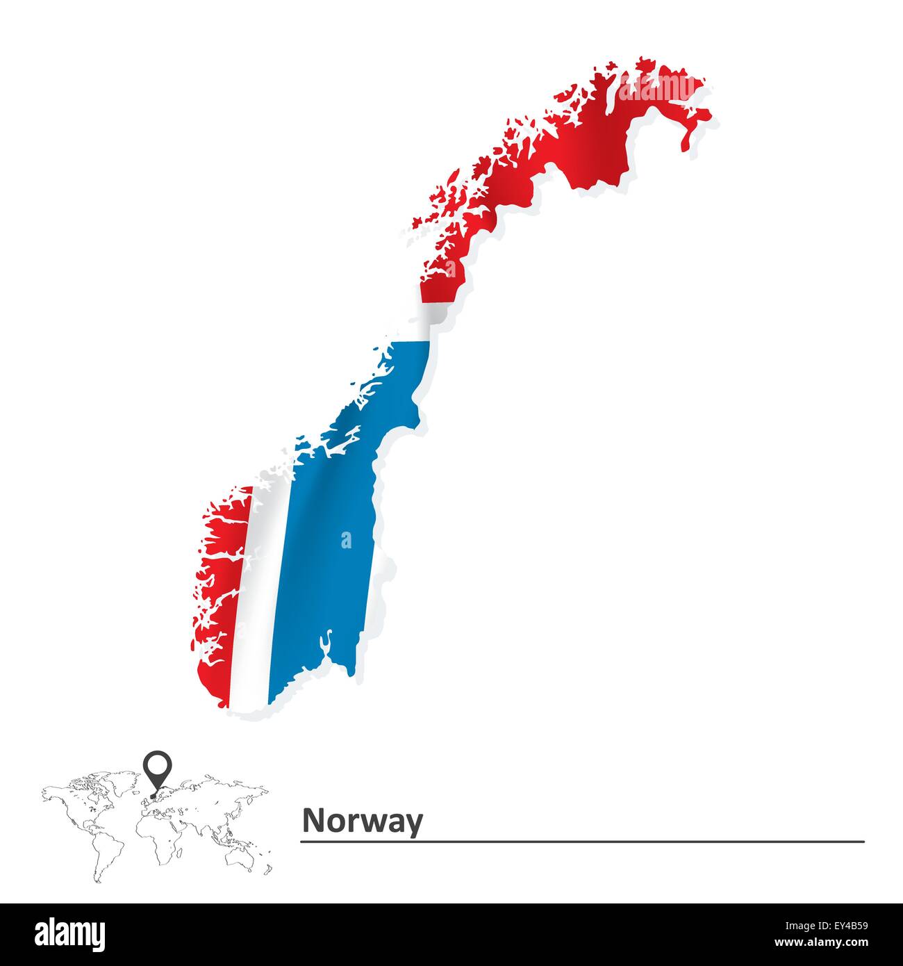 Map of Norway with flag - vector illustration Stock Vector Image & Art ...
