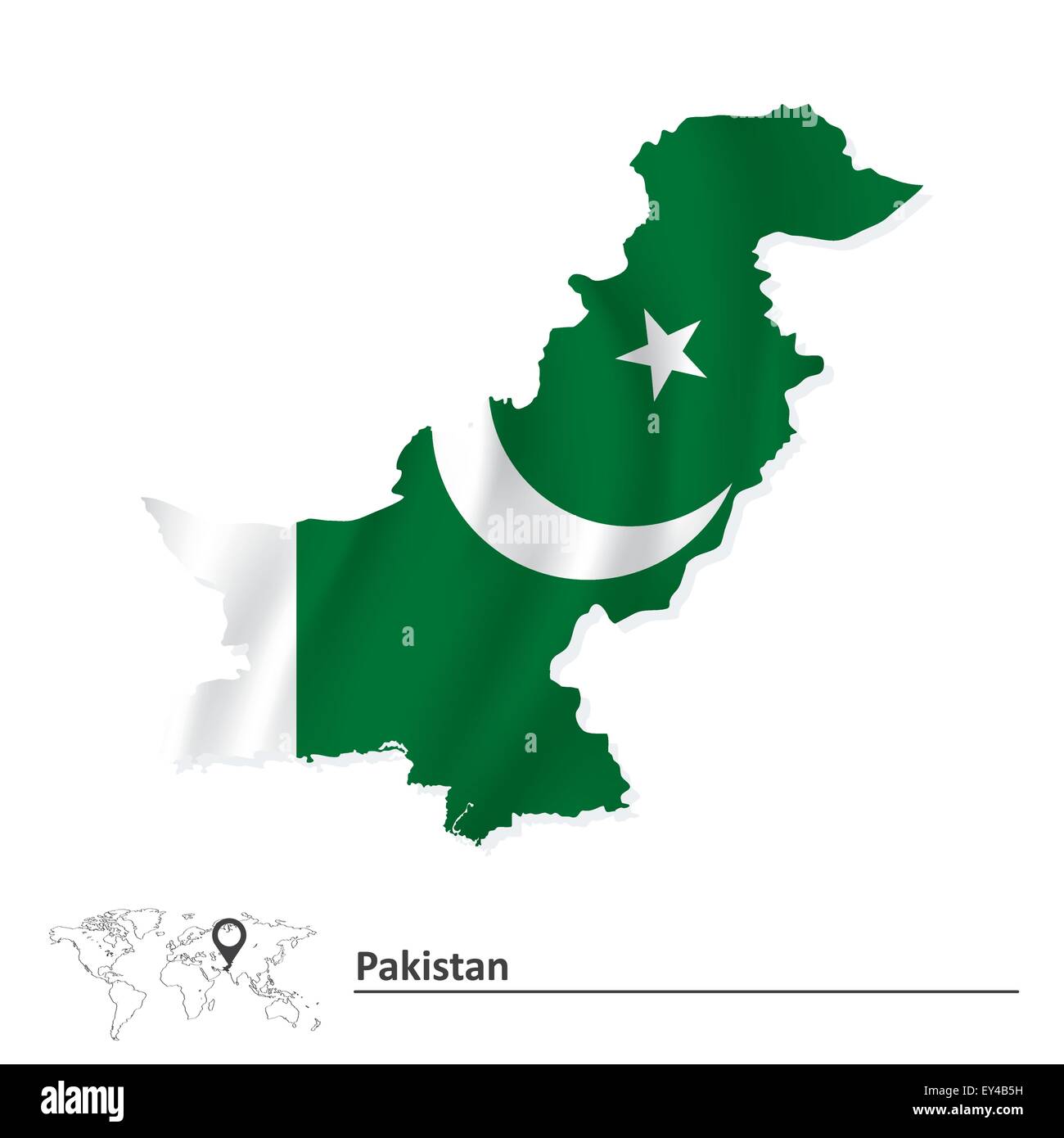 Map of Pakistan with flag - vector illustration Stock Vector Image ...