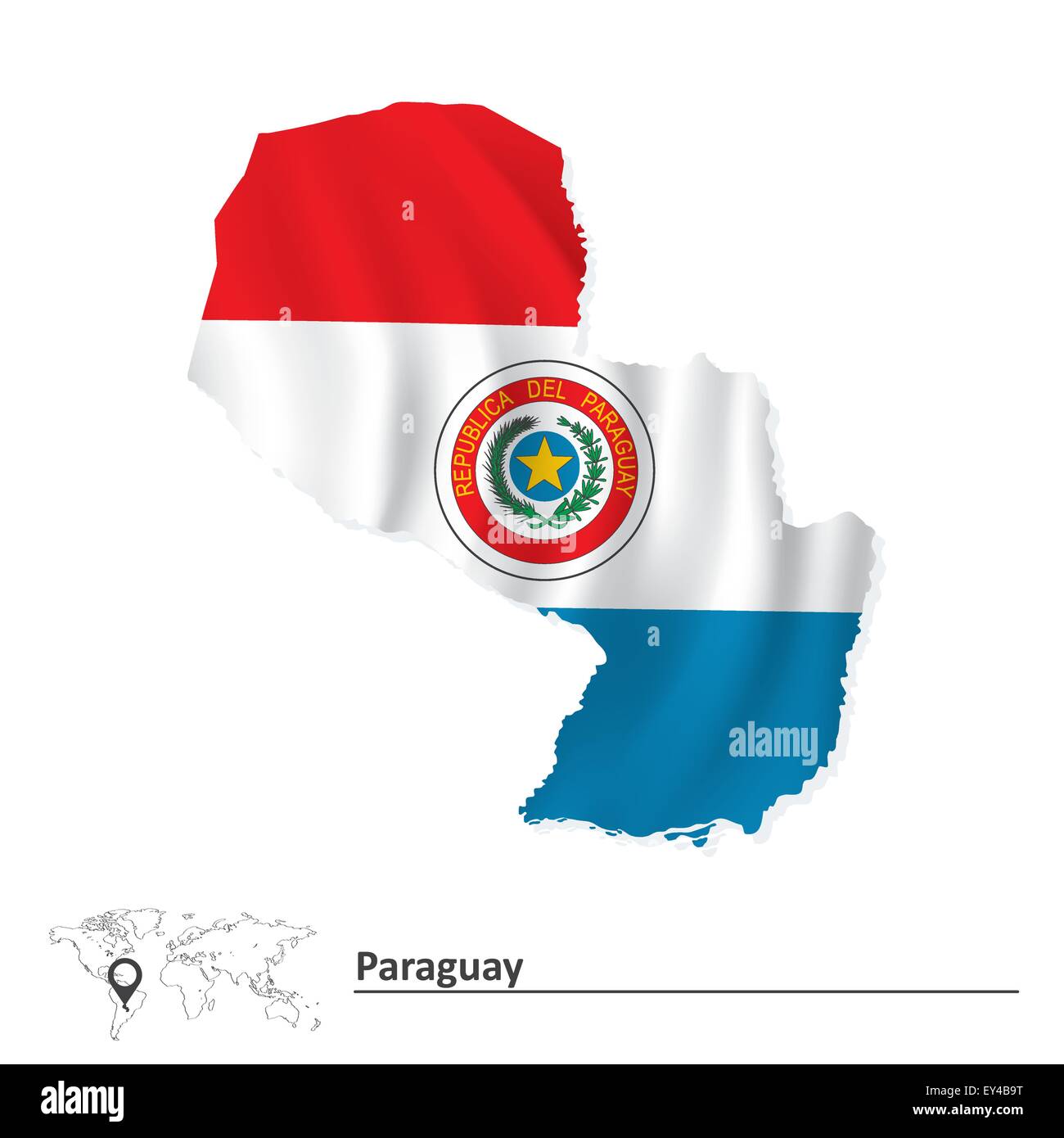 Map of Paraguay with flag - vector illustration Stock Vector Image ...
