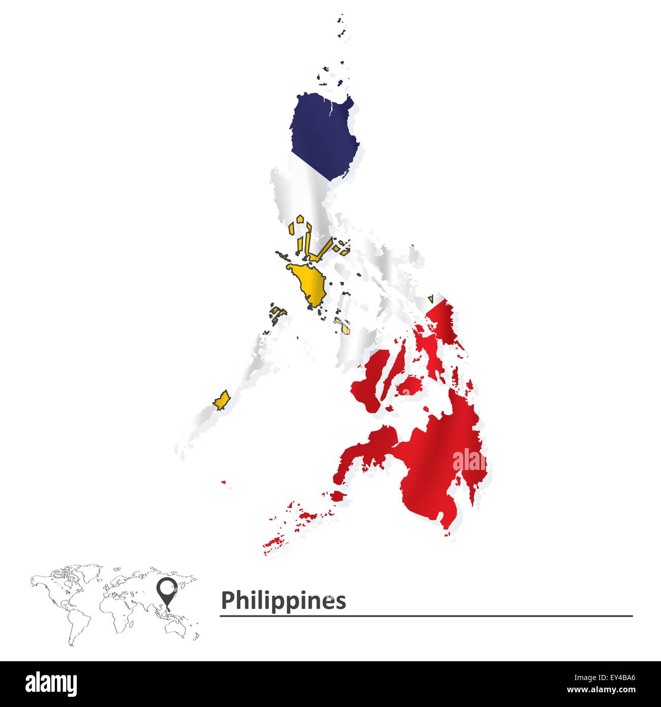 Map of Philippines with flag - vector illustration Stock Vector Image ...
