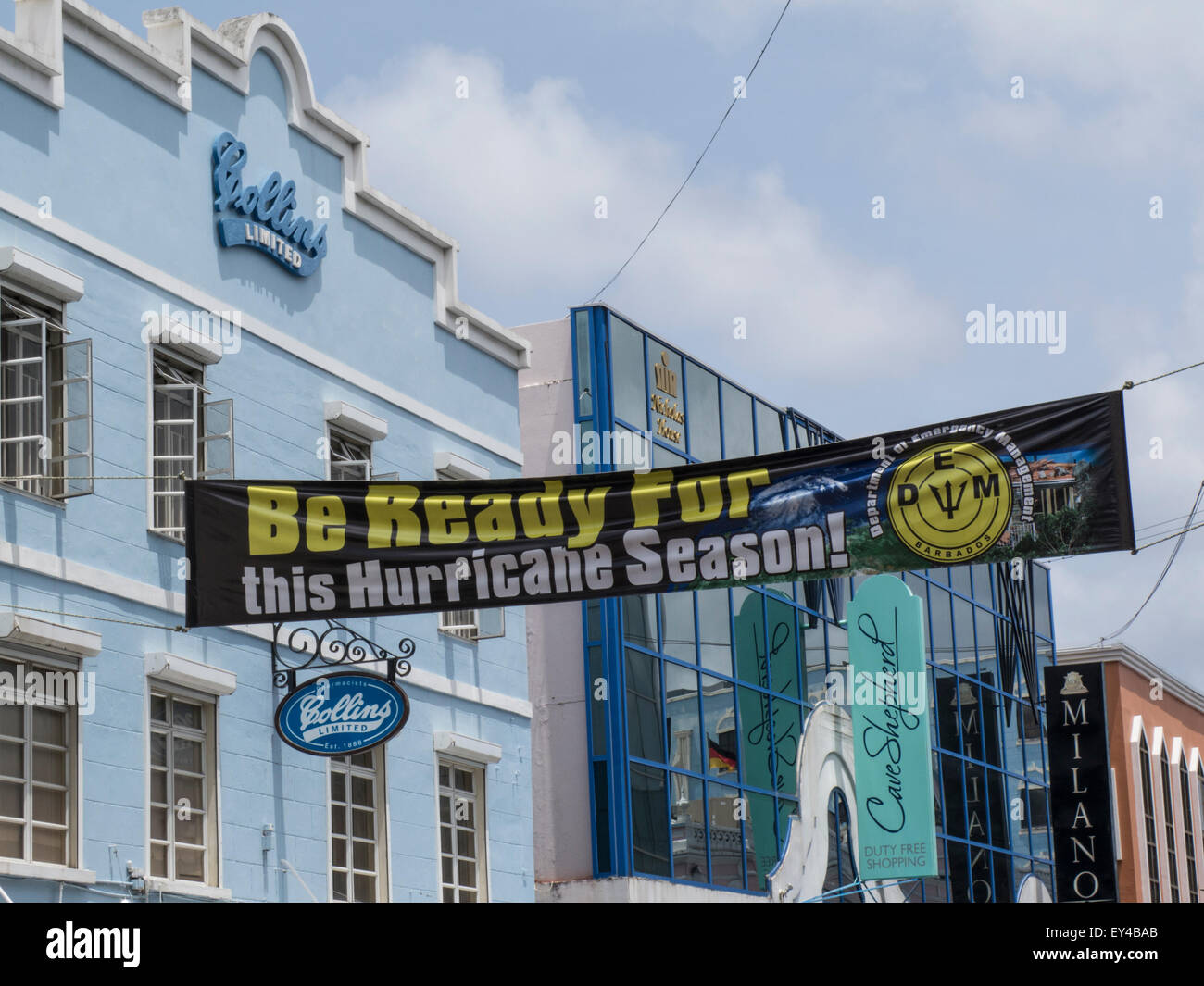 Hurricane Warning sign, Bridgetown, Barbados Stock Photo - Alamy