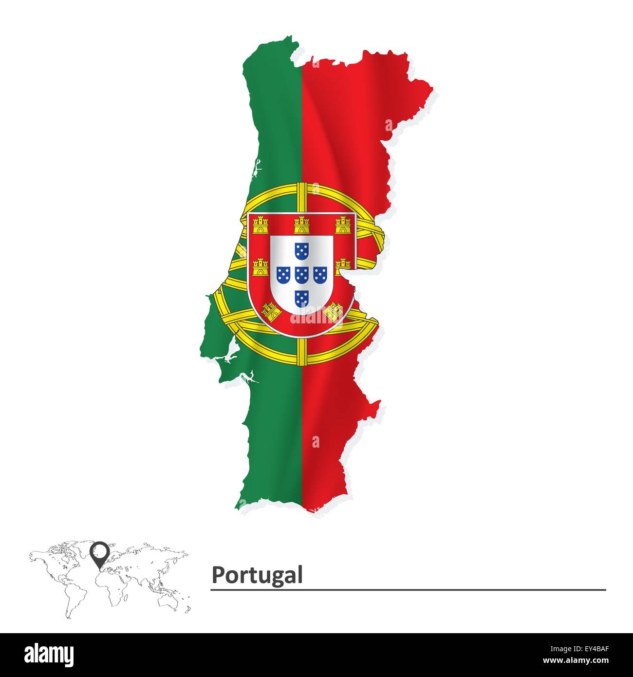 Map of Portugal with flag - vector illustration Stock Vector Image ...