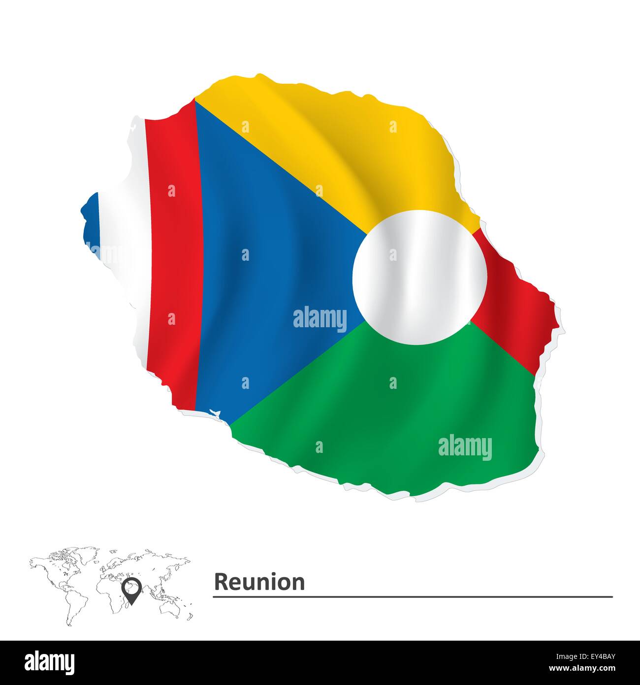 Map of Reunion with flag - vector illustration Stock Vector Image & Art ...