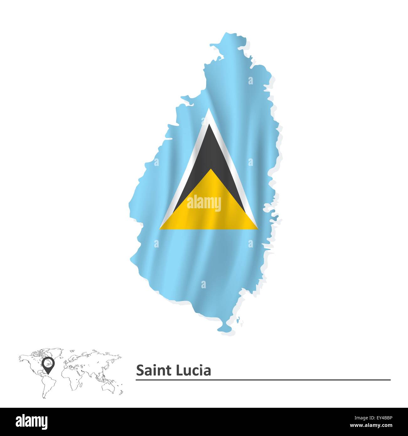 Map of Saint Lucia with flag - vector illustration Stock Vector Image ...
