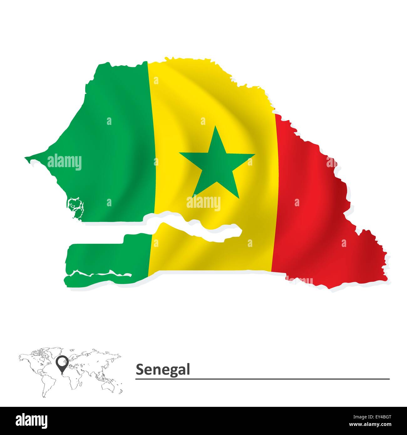 Map of Senegal with flag - vector illustration Stock Vector Image & Art ...