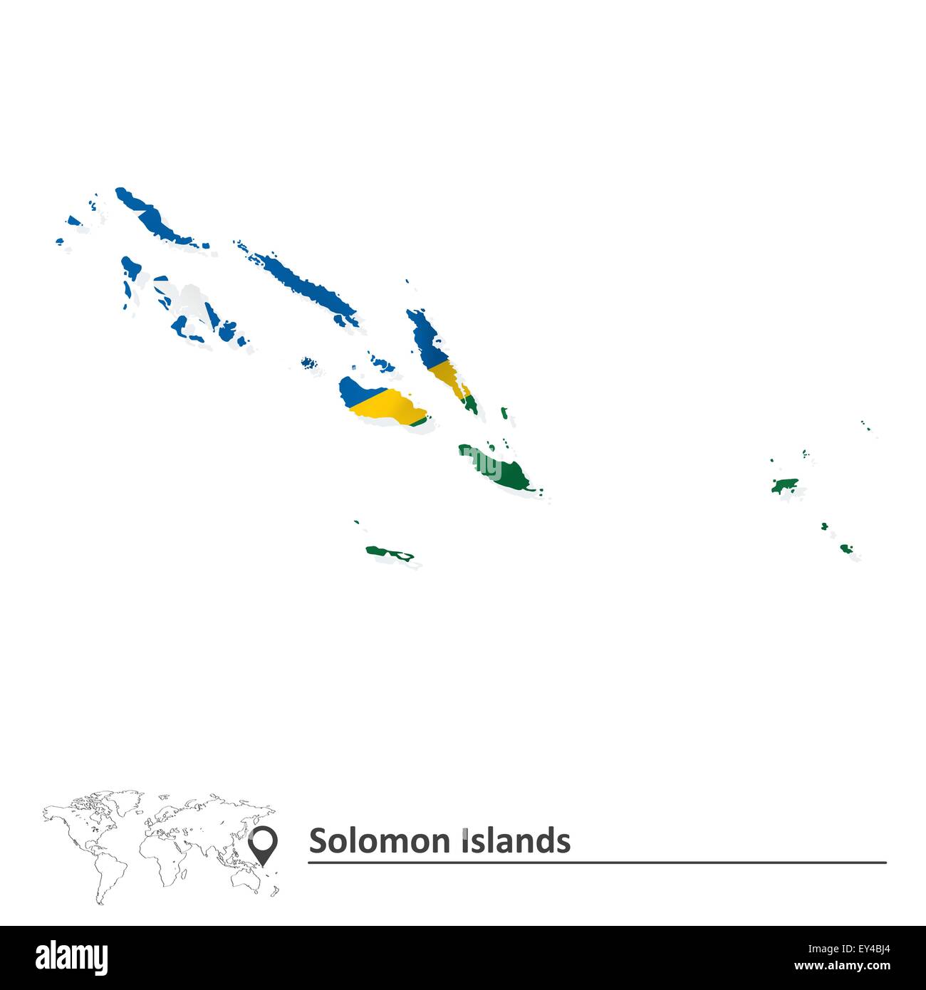 Map of Solomon Islands with flag - vector illustration Stock Vector ...