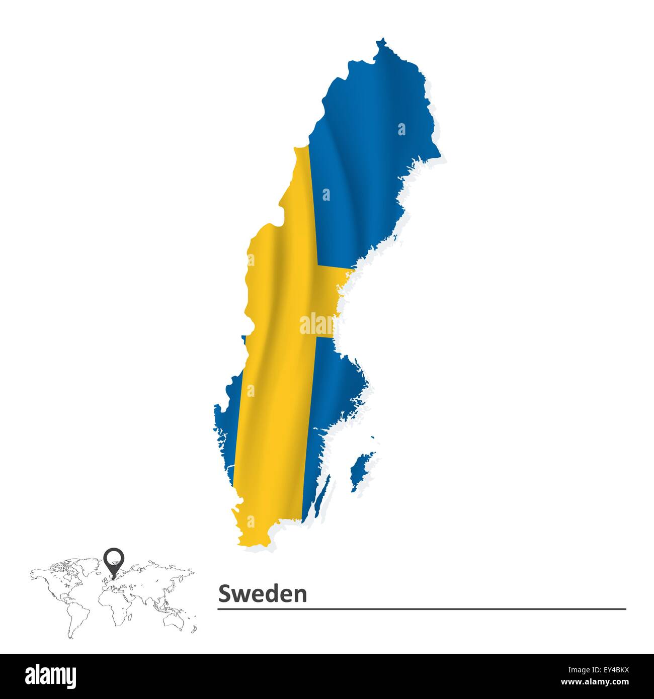 Map of Sweden with flag - vector illustration Stock Vector Image & Art ...