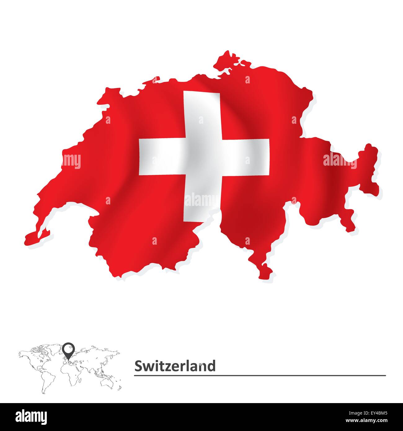 Map of Switzerland with flag - vector illustration Stock Vector Image ...