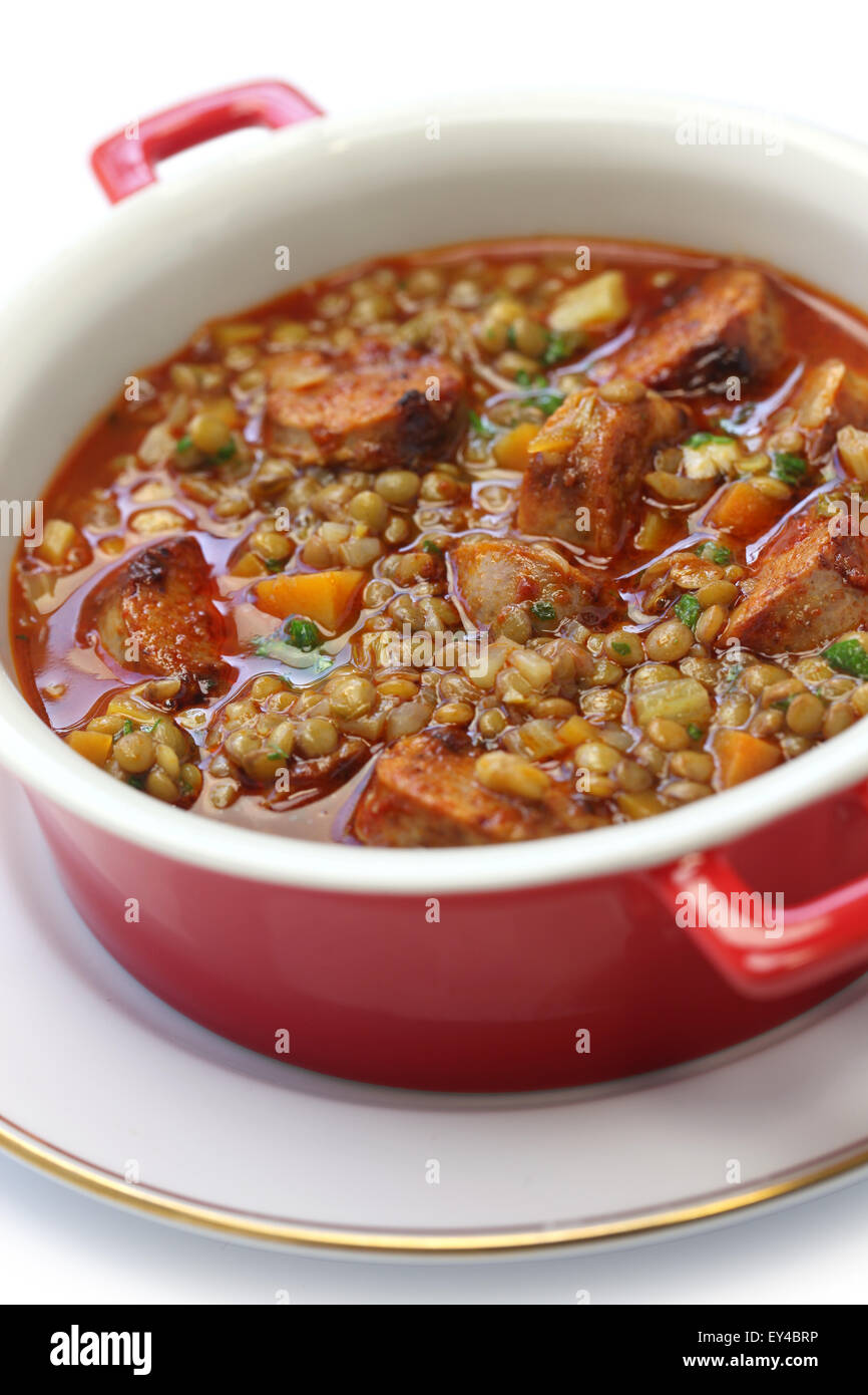 lentil and chorizo soup, spanish cuisine, lentejas con chorizo Stock ...