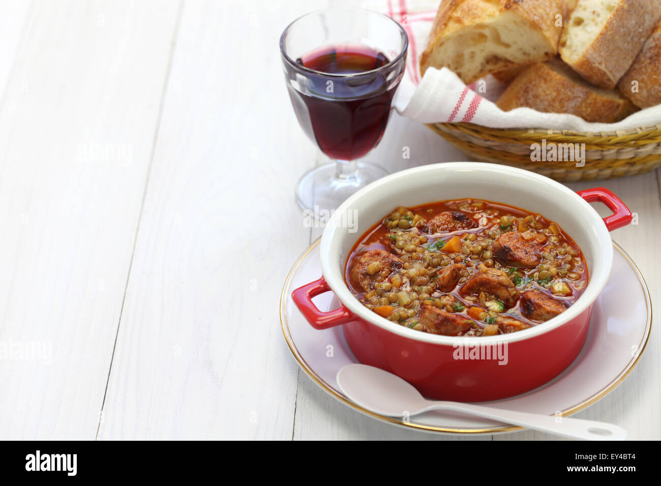 lentil and chorizo soup, spanish cuisine, lentejas con chorizo Stock ...