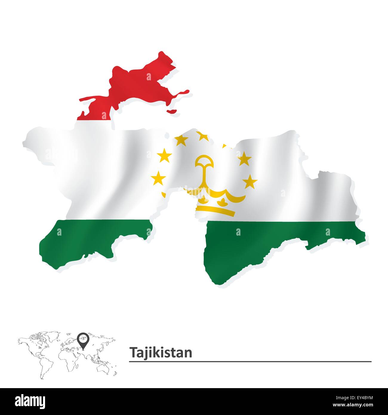 Map of Tajikistan with flag - vector illustration Stock Vector Image ...